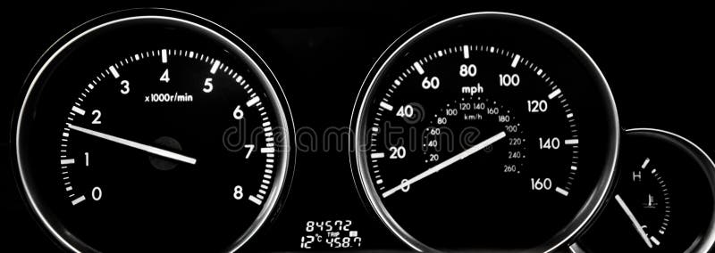 Car Dashboard Dials - Engine RPM and Speedometer Stock Image - Image of ...