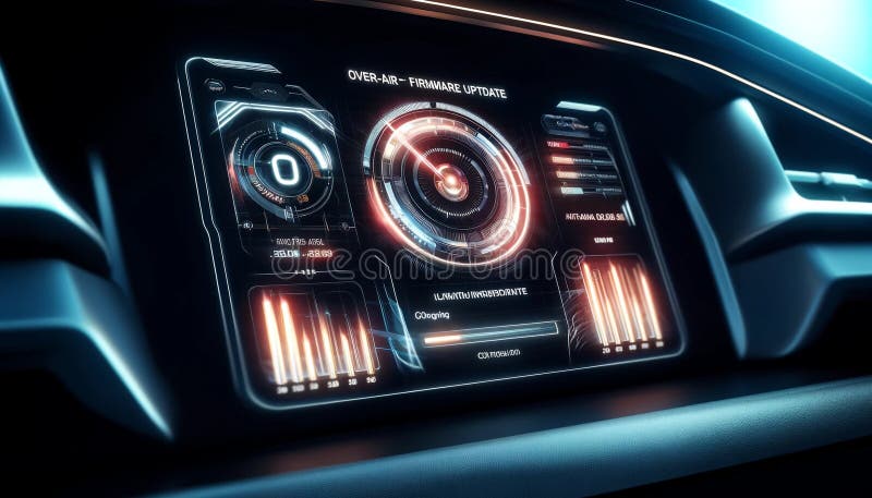 A Car Dashboard with a Digital Display Showing the Speedometer at 0 Mph ...