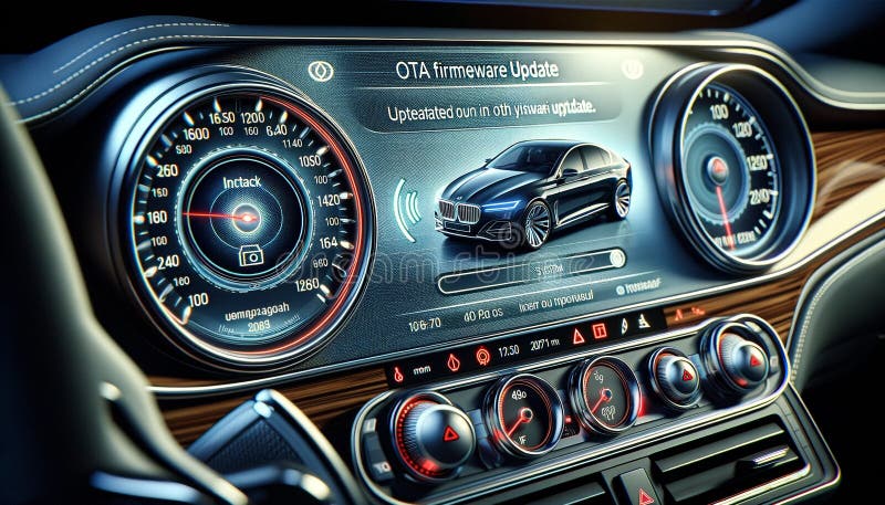 A Car Dashboard with a Digital Screen Displaying the Car S Speedometer ...