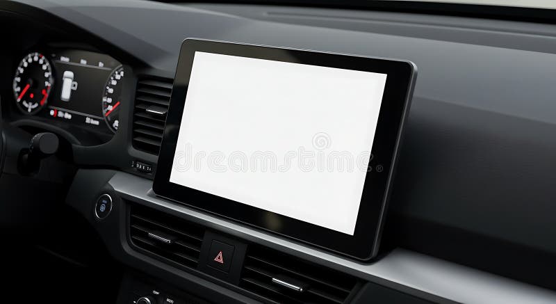 Car Dashboard Display with Blank Screen for Mockup Template Stock ...