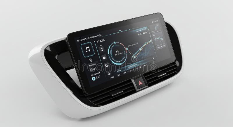 Car Dashboard Display Showing Music Playback with a Modern Interface ...