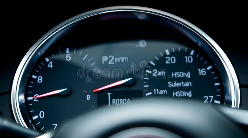 Car Dashboard Display - Speedometer and Warning Lights Stock ...