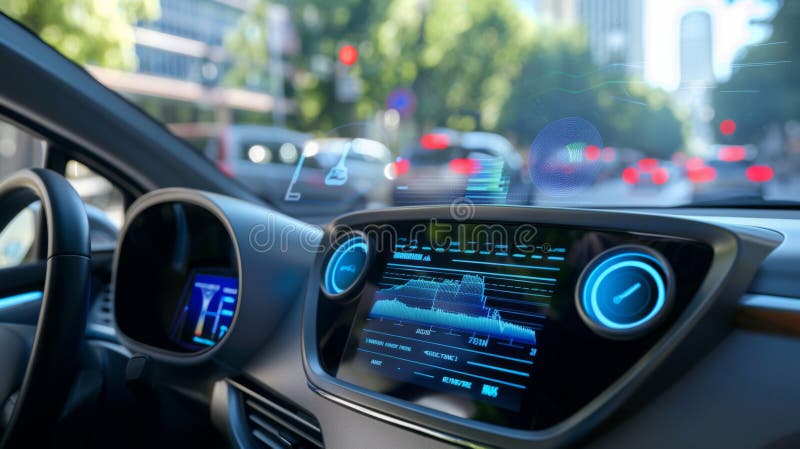 Car Dashboard Displaying Navigation and Data Stock Photo - Image of ...