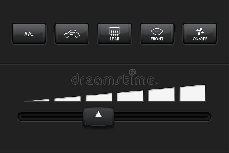 Car Dashboard Elements with Black Push Buttons and Level Slider Stock ...