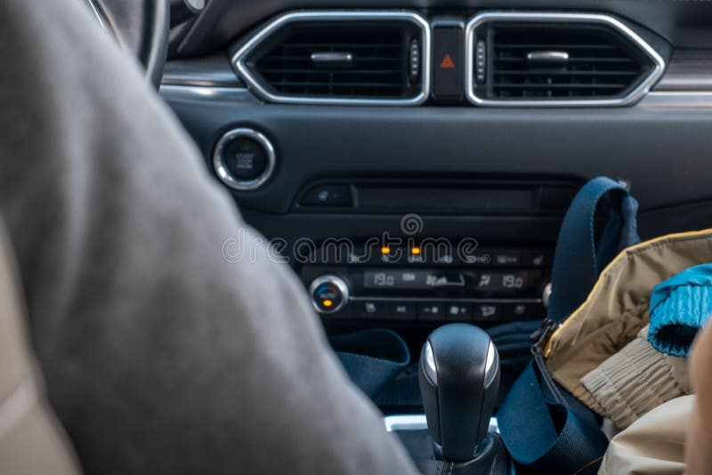 Car Dashboard with Gear Box Close Up Stock Photo - Image of inside ...