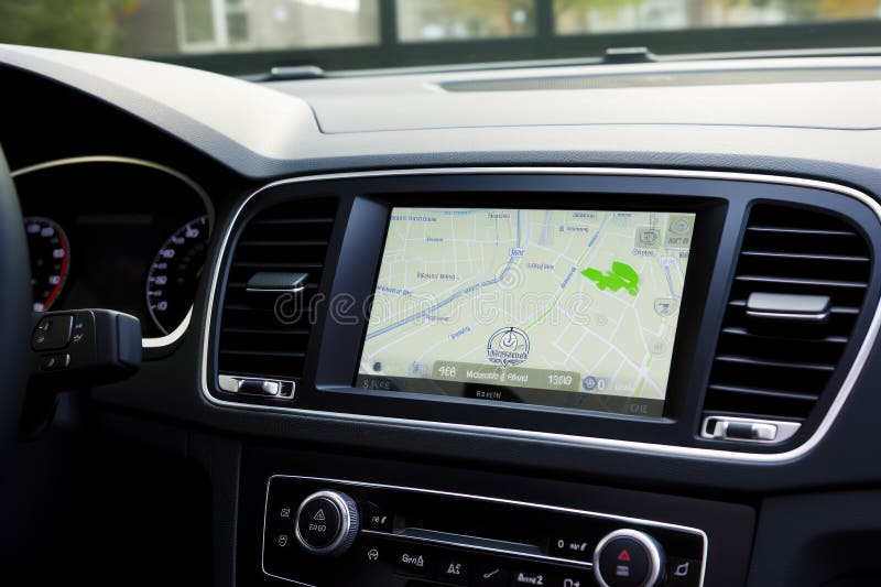 Car Dashboard with Gps Device in the Center of the Dash Area ...