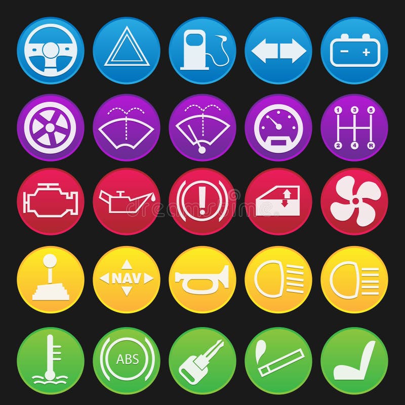 Car Dashboard Icon Set stock vector. Illustration of automobile - 39551669