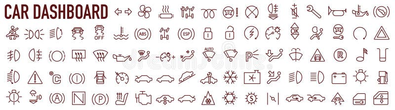 Car Dashboard Icons. Car Control Panel Interface Stock Vector ...