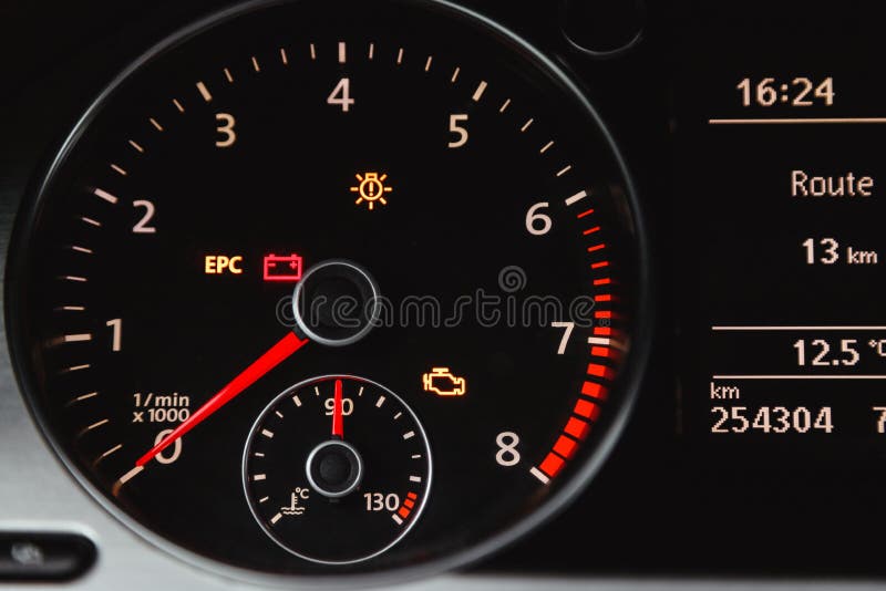 Car Dashboard. Car Ignition Stock Image - Image of display, light ...