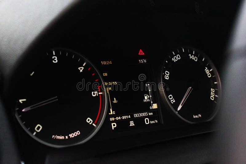 Car Dashboard, Illuminated Panel, Speed Display Stock Photo - Image of ...