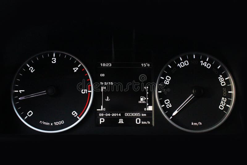 Car Dashboard, Illuminated Panel, Speed Display Stock Image - Image of ...