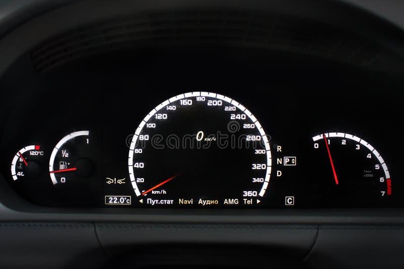 Car Dashboard, Illuminated Panel, Speed Display Stock Image - Image of ...