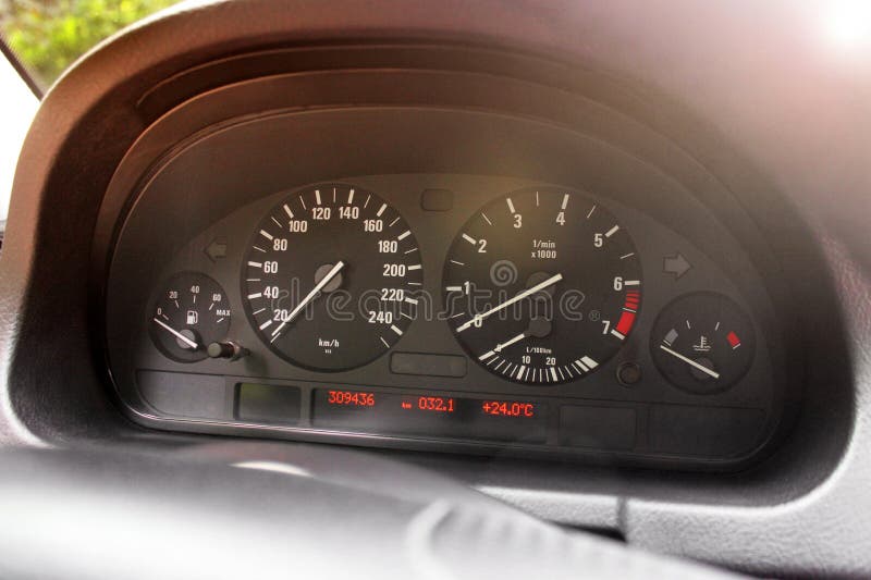 Car Dashboard, Illuminated Panel, Speed Display Stock Photo - Image of ...