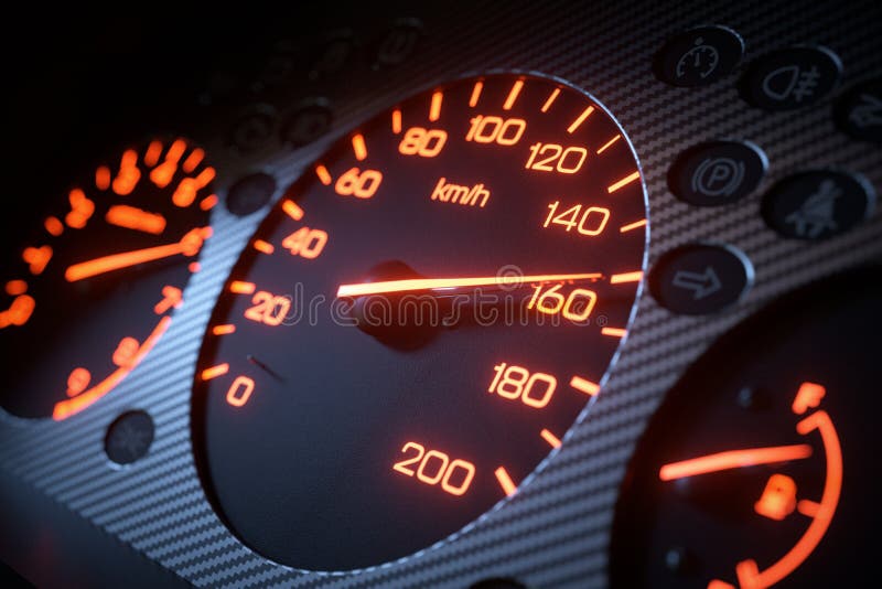 Car dashboard speedometer stock image. Image of kilometer - 236542333
