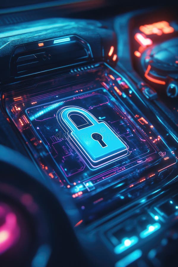 Car dashboard with padlock stock photo. Image of secure - 377407182