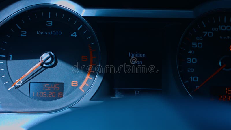 Car Dashboard Panel Indicators. Car Details Presentation in Slowmotion ...