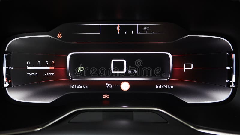 Car Dashboard Panel with Speedometer, Tachometer, Odometer, Fuel Gauge ...
