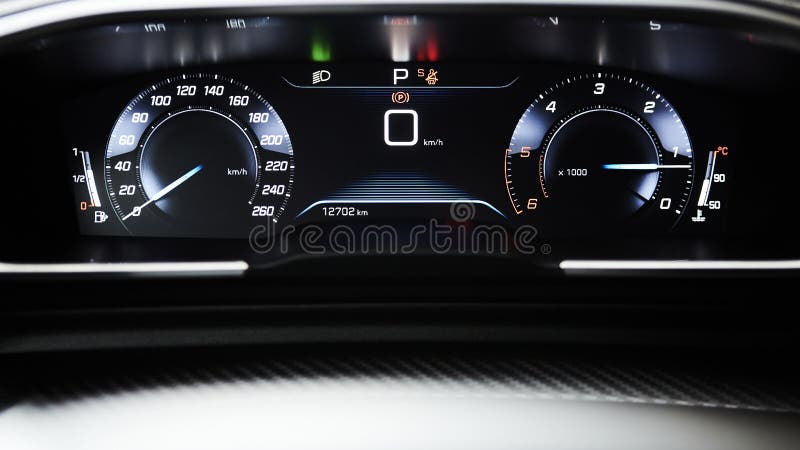 Hybrid Speedometer and Instrument Cluster Stock Photo - Image of clean ...