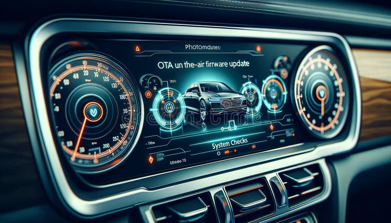 A Car Dashboard with a Screen Displaying a Car& X27;s System ...