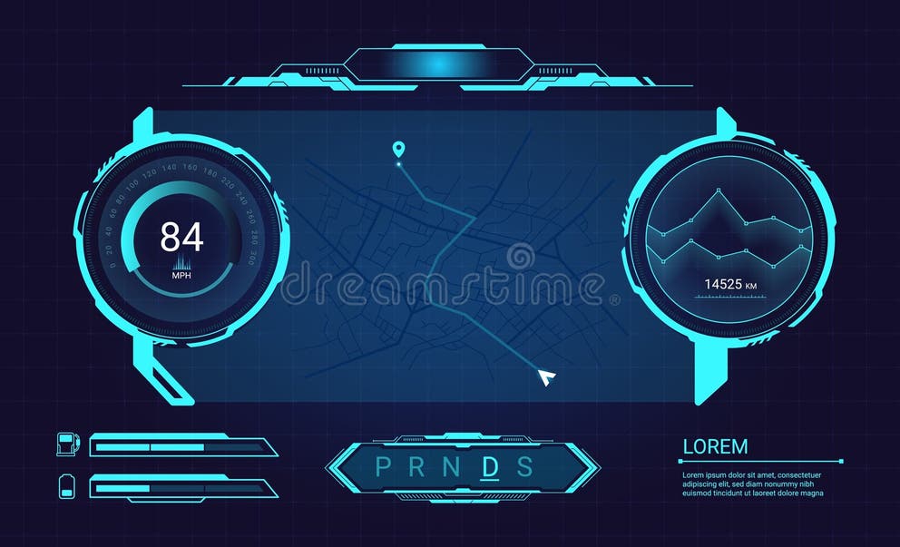 Car Dashboard Screen. Future Vehicle Hud Digital Display, Game ...