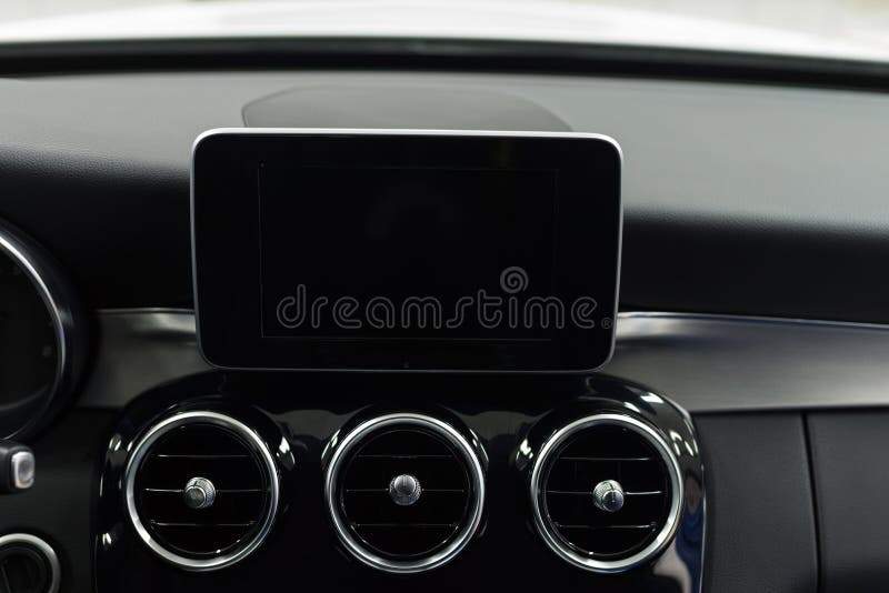 Car Dashboard with Screen Multimedia. Stock Photo - Image of control ...