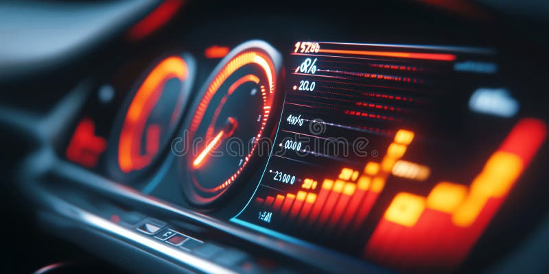 Car Dashboard Showing Expanding Money Meter in a Digital 3D User ...