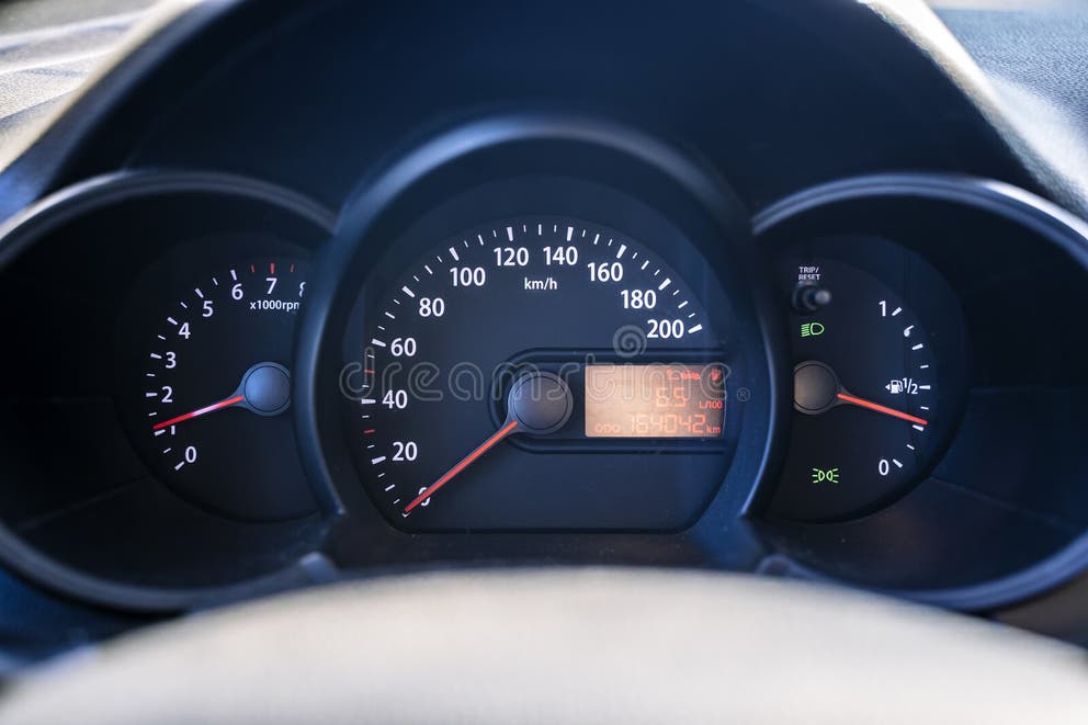 Car Dashboard and Speedometer Inside Car Stock Image - Image of ...