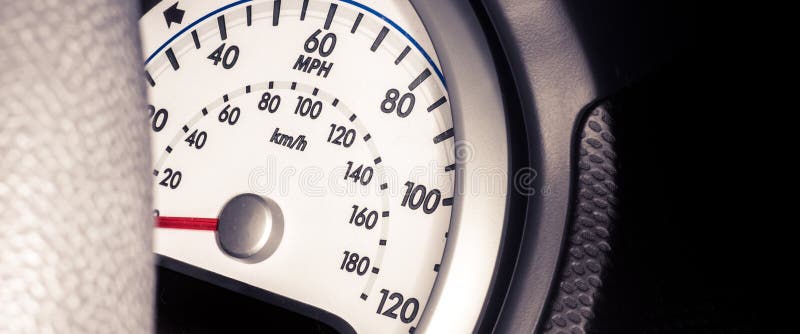 Car Dashboard - Speedometer with Mph and Kmh Stock Photo - Image of ...