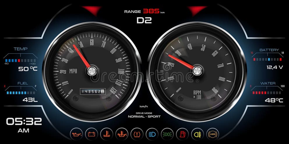 Realistic Odometer Indicators Stock Illustrations – 21 Realistic ...