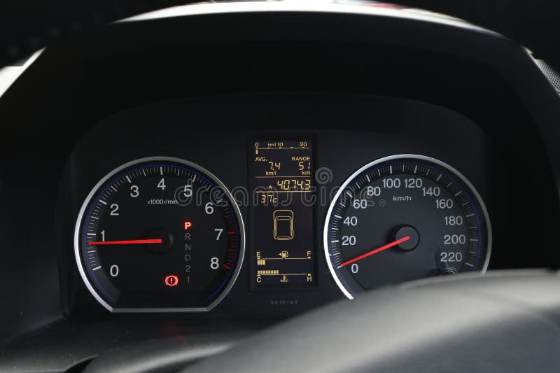 Car Dashboard with Speedometer, Temperature Gauge, Gear Indicator, and ...