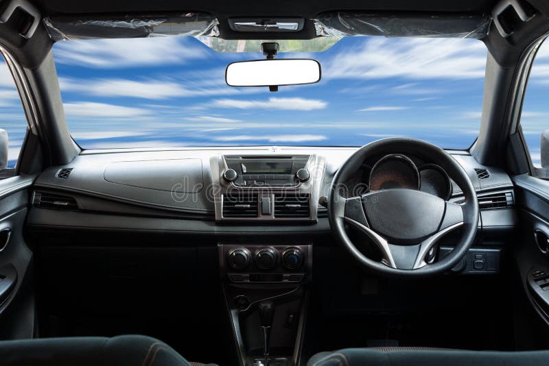 Car Dashboard Speeds while on the Road. Car Driving Fast . Stock Image ...