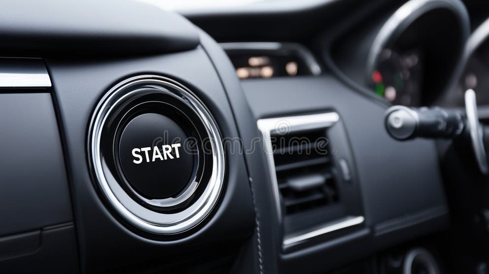 Car Dashboard Start Button. Automotive Control, Ignition System, Modern ...
