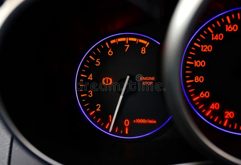 Car Dashboard with Stop Engine Sign. Car Malfunction, Engine ...