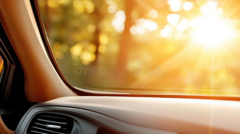 A Car Dashboard with Sun Shining through the Window, AI Stock Photo ...