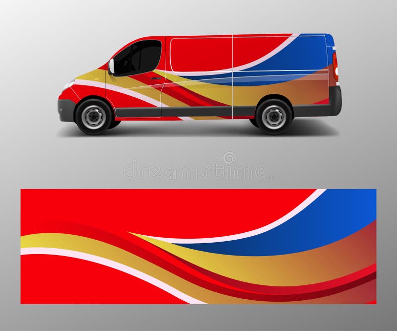 Van Wrap Design Template Vector with Wave Shapes, Decal, Wrap, and ...