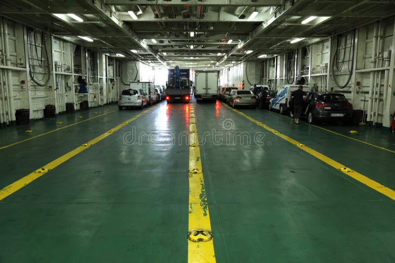 Car deck of a ferryboat editorial photo. Image of vessel - 22600636