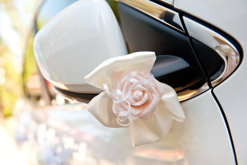 Car Decoration for a Wedding of Delicate Artificial Colors of White ...