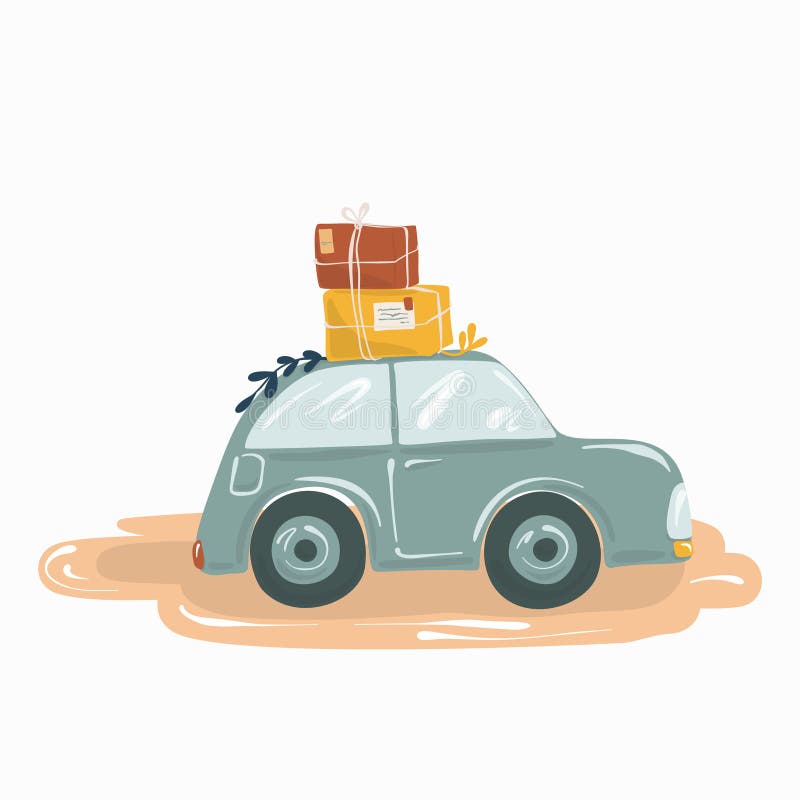 Car Delivers the Parcel. Transfer of Mail. Home Delivery. Vector in ...