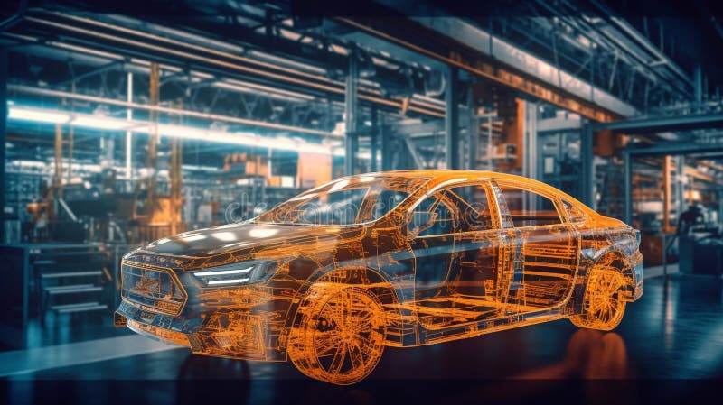 Car Design Engineers Using Holographic App in Digital Tablet. Develop ...