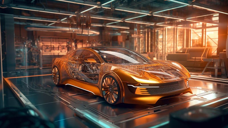 Car Design Engineers Using Holographic App in Digital Tablet. Develop ...