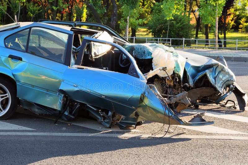 Car Destroyed after Accident Stock Photo - Image of crash, wreck: 74413648