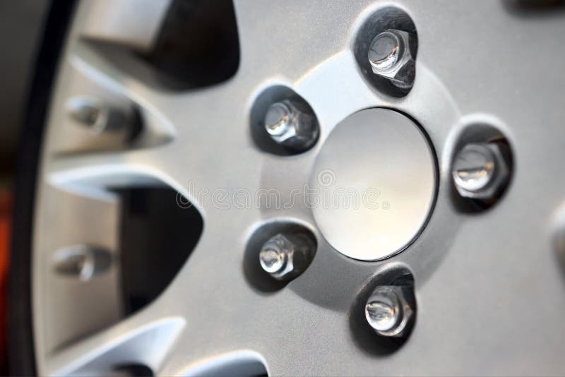 Car Detail Shot. Wheel Plug Selective Focus Close Up. Stock Photo ...