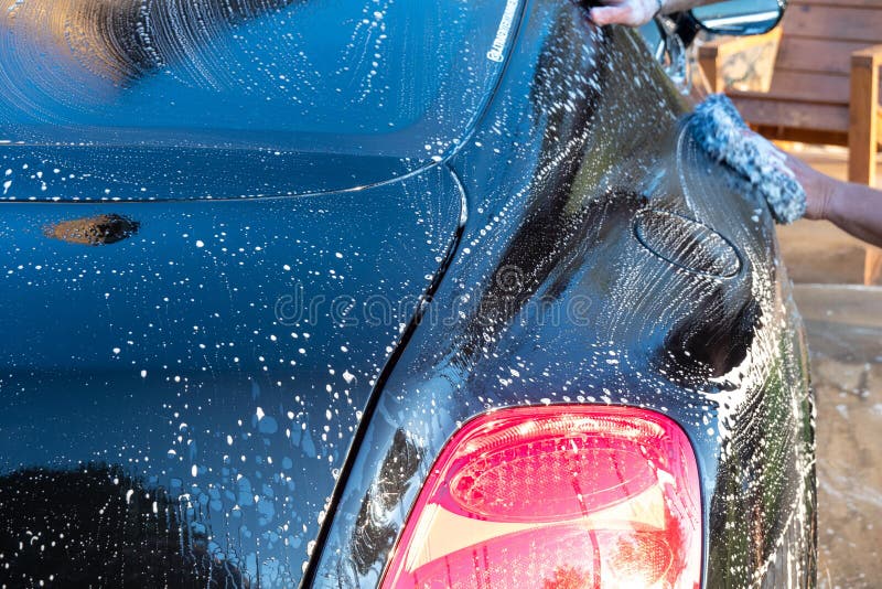 Car Detailer Washing Auto with Soap Stock Image - Image of detailer ...