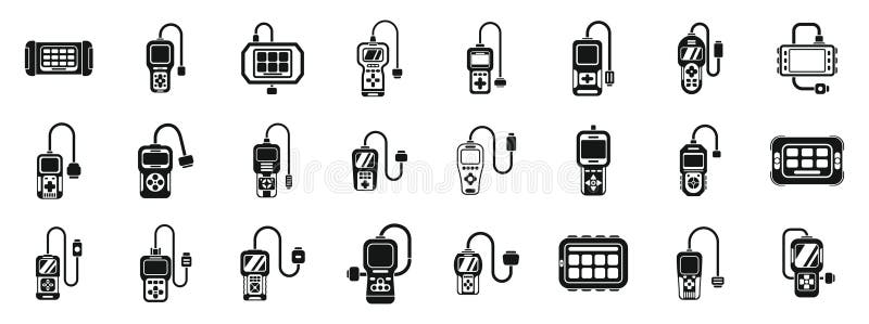 Car Diagnostic Scanner Icons Set Vector. a Collection of Electronic ...