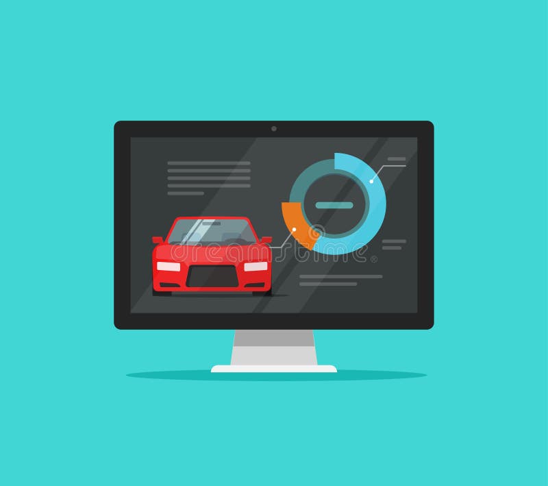 Car Diagnostic Test on Computer Vector Illustration, Flat Auto ...