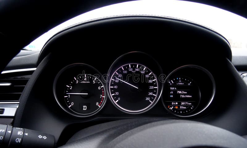 Car Dials on the Dashboard of Modern Vehicle Stock Image - Image of ...
