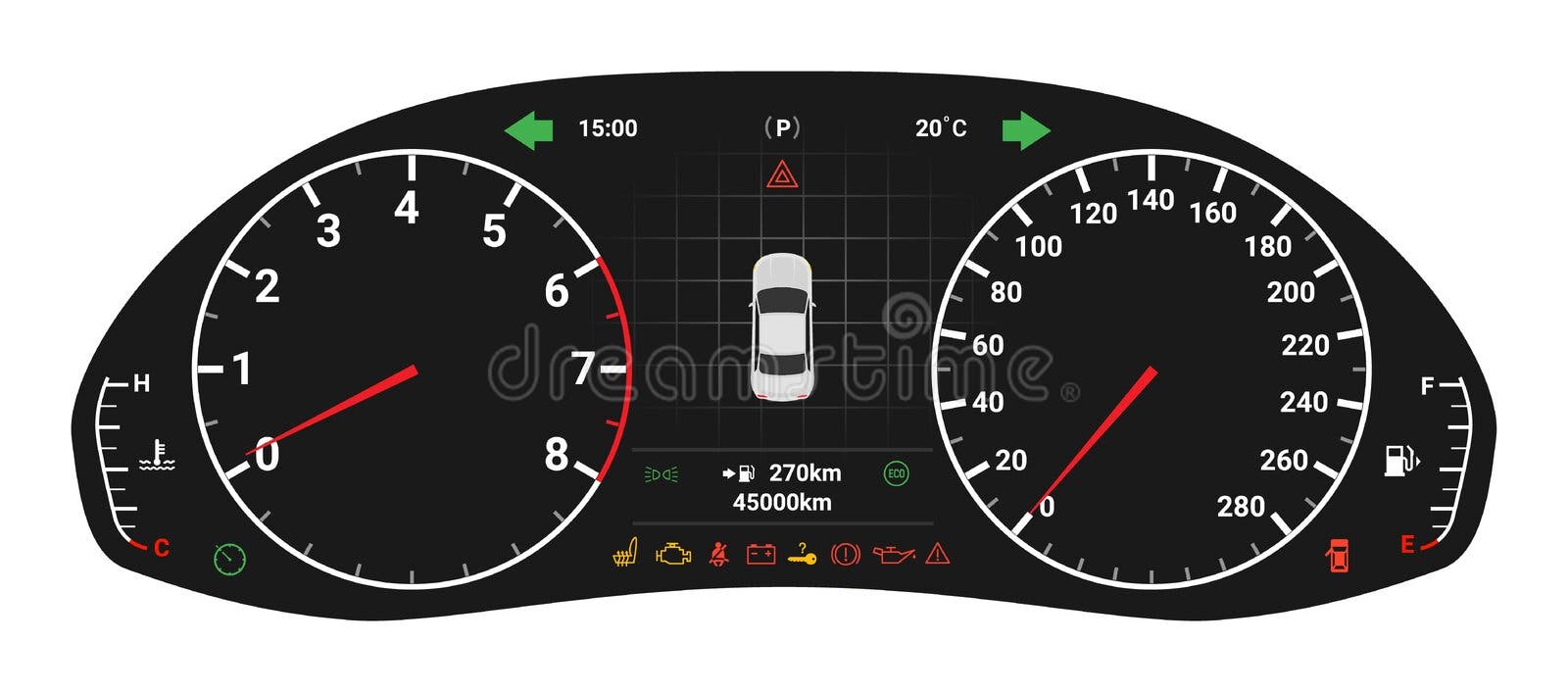 Car Speedometer Dashboard Icon. Speed Meter Fast Race Technology Design ...