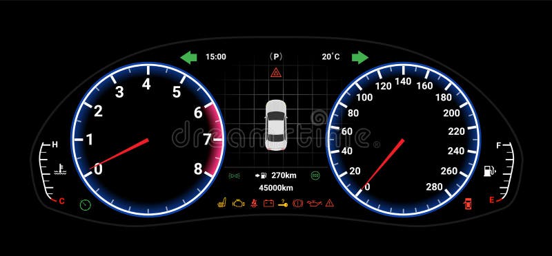 Car Digital Dashboard Speedometer Display Fuel Panel. Car Cluster ...
