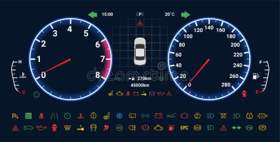 Car Digital Dashboard Speedometer Display Fuel Panel. Car Cluster ...