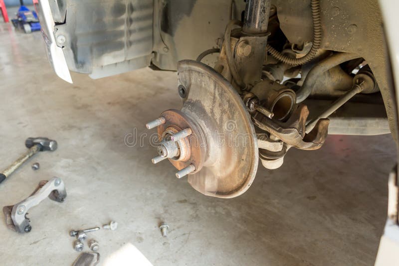 Car Disc Brake Showing Dust Cover and Brake Caliper without Disc Plate ...